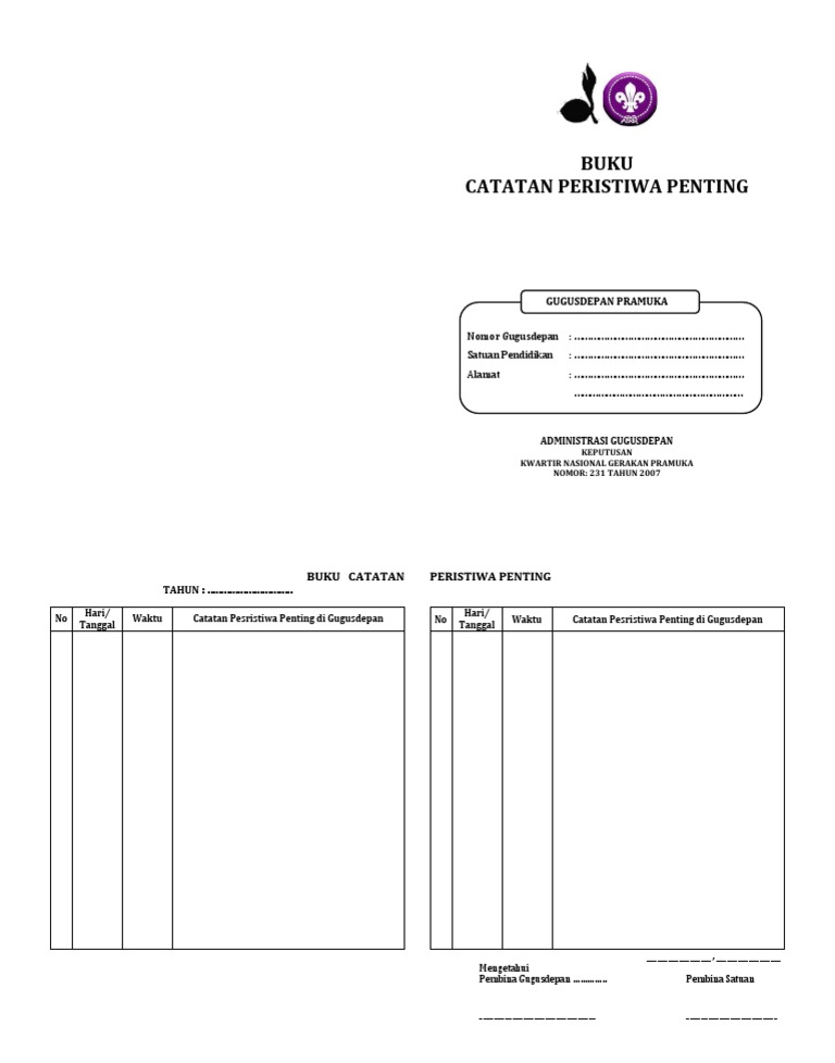 Buku Catatan Peristiwa Penting PDF | PDF