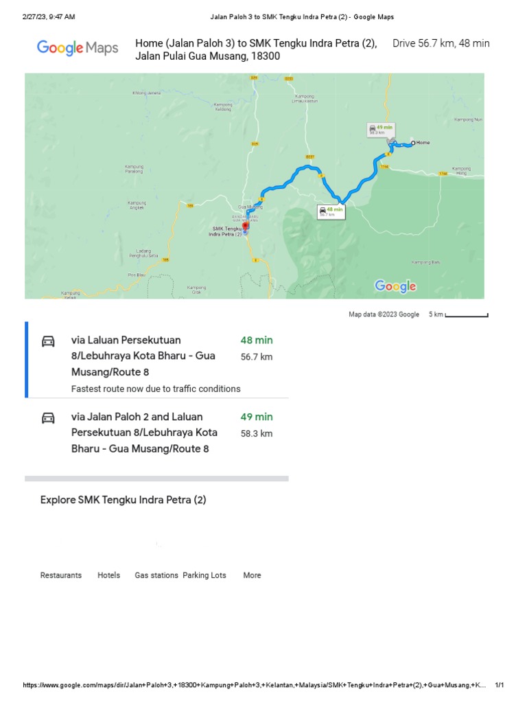 Jalan Paloh 3 To SMK Tengku Indra Petra (2) - Google Maps | PDF