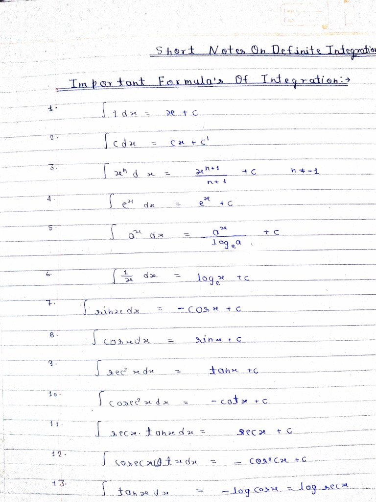 Short Notes On Definite Integration | PDF