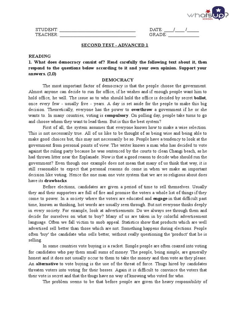 Prova 2 A1 - 2022 | PDF | Voting | Democracy