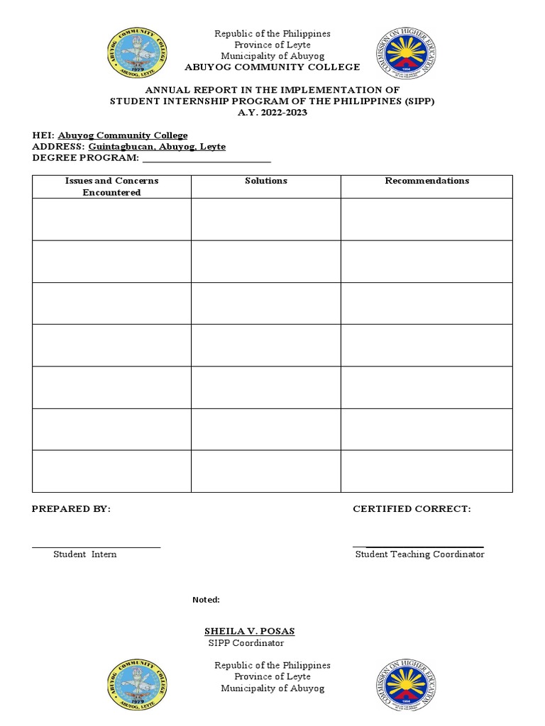 Portrait HEI Form For Issues and Concerns 1 | PDF | Internship | Job Hunting