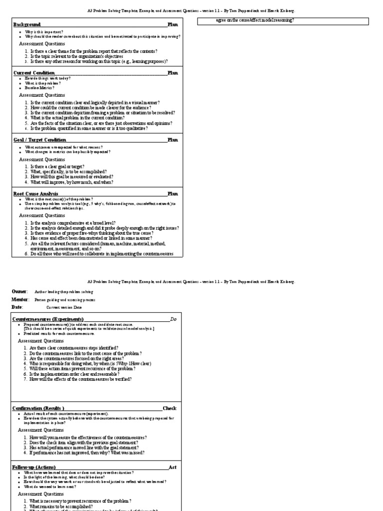 A3 Problem Solving Template | PDF | Causality | Experiment