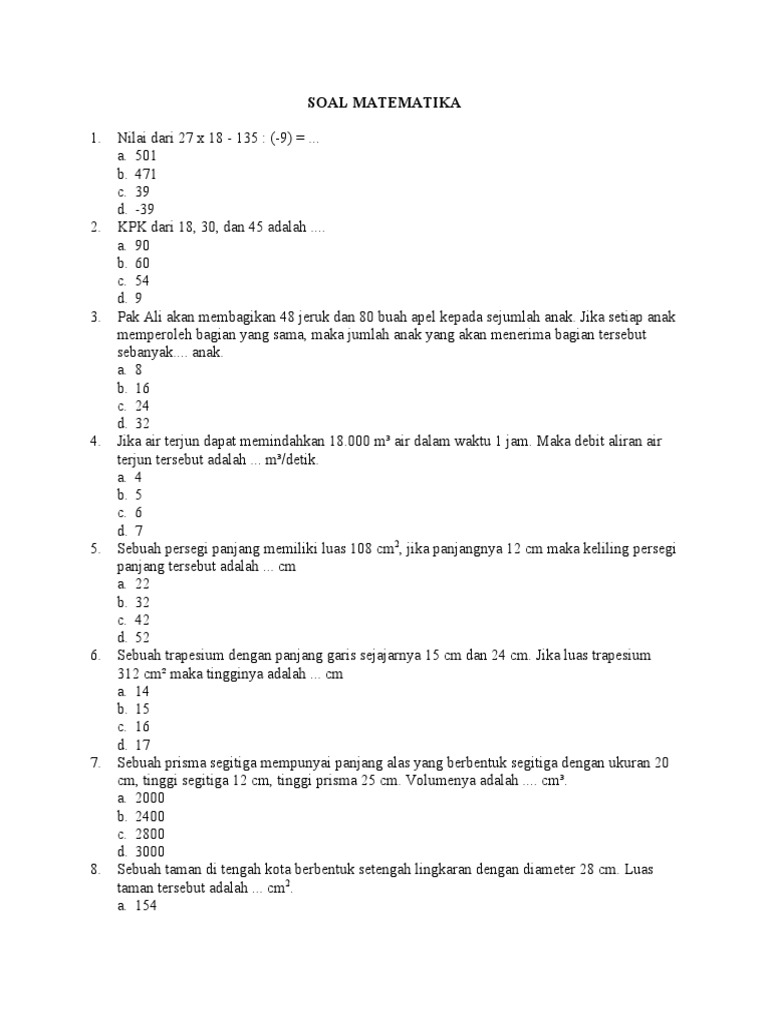 MATEMATIKA DASAR DAN STATISTIK | PDF