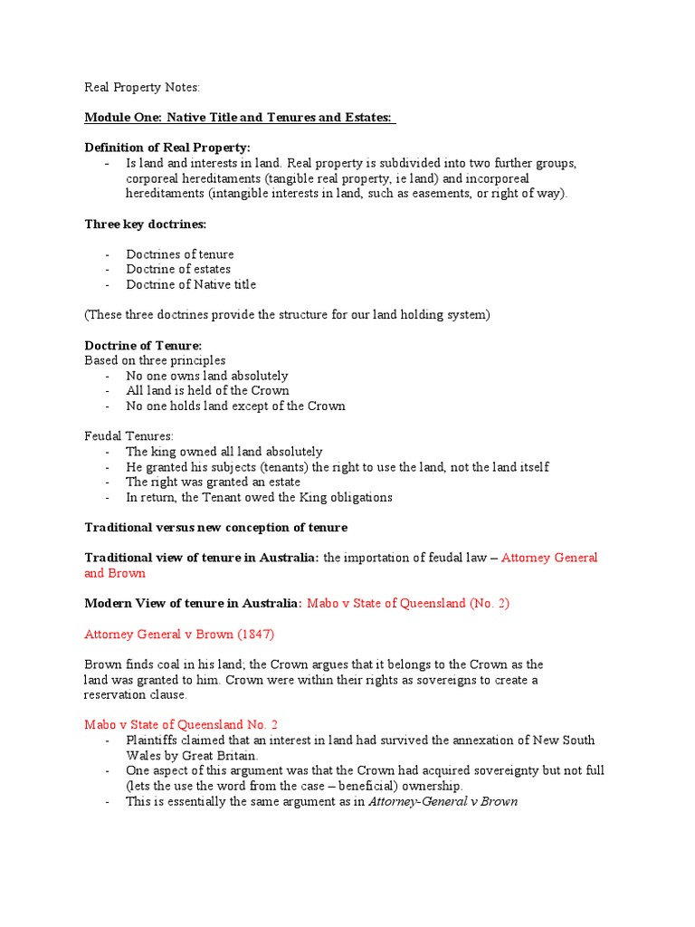 Real Property Notes | PDF | Civil Law (Common Law) | Common Law