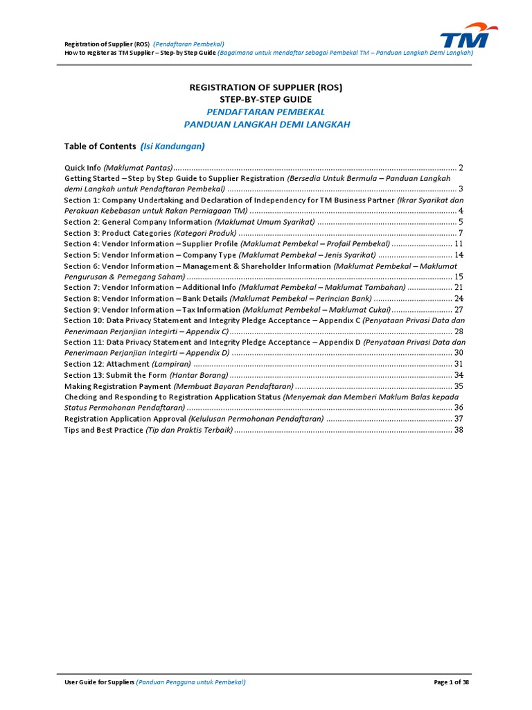 ROS - 01user Guide - For Registration | PDF