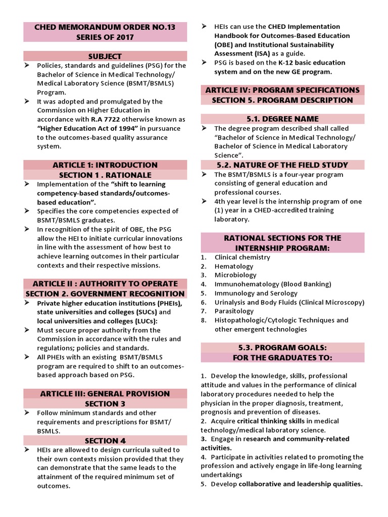 Ched Memorandum Order No.13 Series of 2017 PDF | PDF | Medicine | Health Informatics