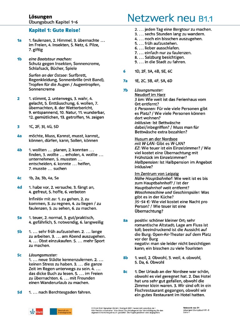Netzwerk neu B1. Lösungen Übungsbuch Kapitel 1 6. Kapitel 1_ Gute Reise! - PDF Free Download.pdf ...