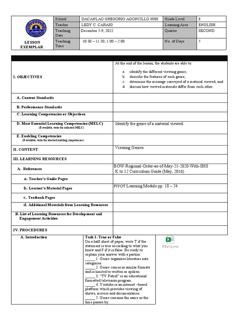Understanding Viewing Genres in English | PDF | Television | Genre