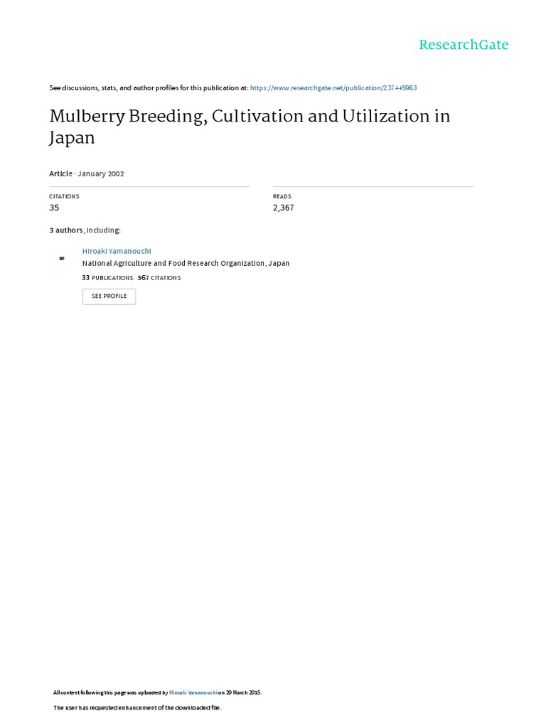 Mulberry Breeding Cultivation and Utilization in J | PDF | Plant ...