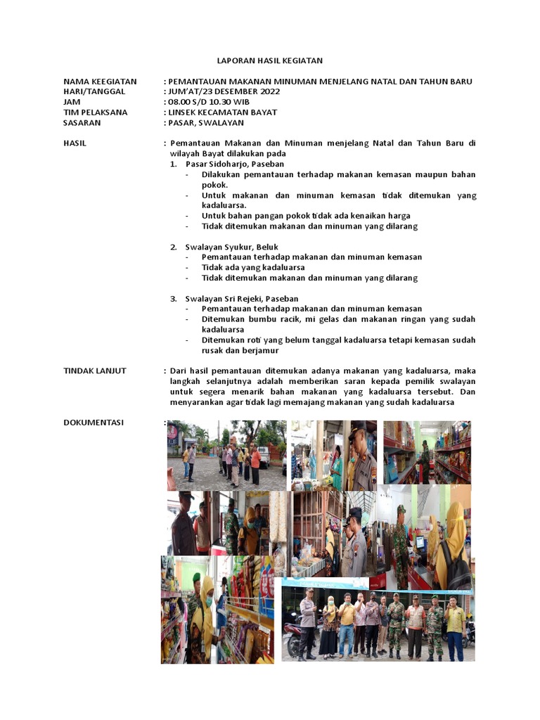 LAPORAN HASIL KEGIATAN Sidak Makmin | PDF