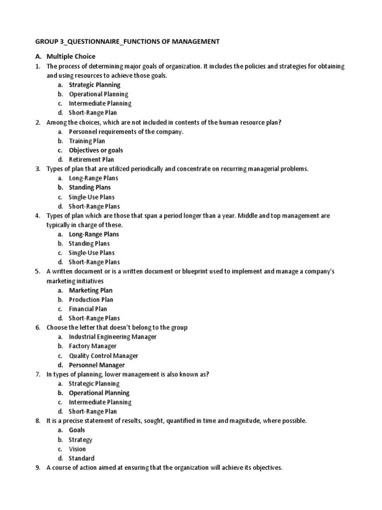 Group-3 Questionnaire | PDF | Strategic Planning | Business