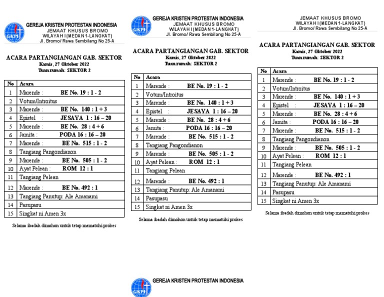 Acara Tangiang Pelean HKBP Bromo | PDF
