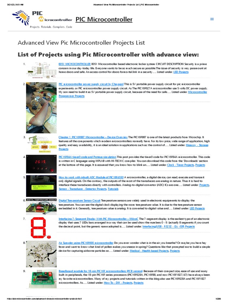 Advanced View Pic Microcontroller Projects List _ PIC Microcontroller | PDF | Microcontroller ...