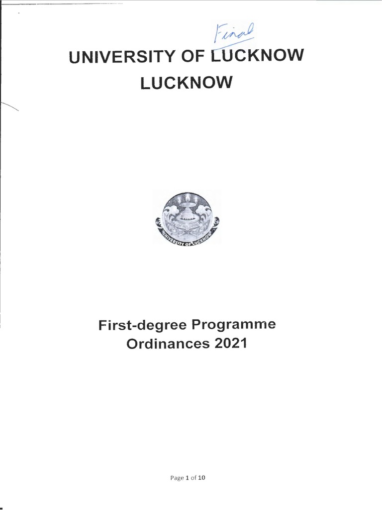 LCI Lucknow First-Degree Ordinances 2021 | PDF | Course Credit ...