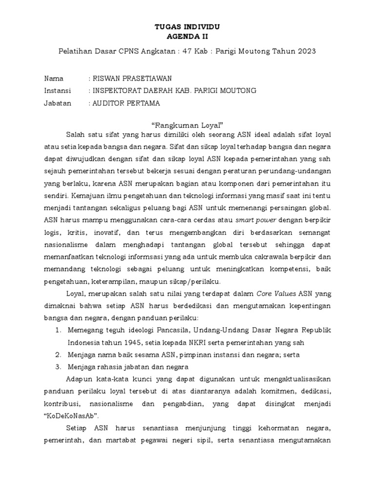 Tugas Individu Rangkuman Modul Loyal | PDF