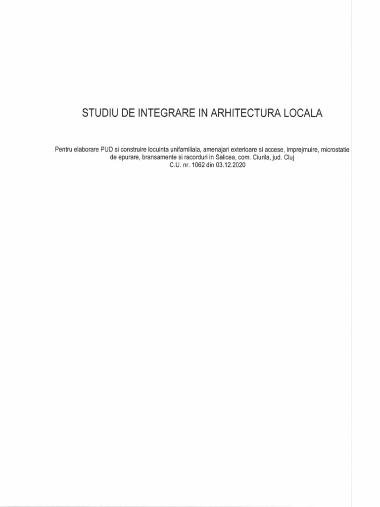 Studiu de Integrare in Arhitectura Locala PDF | PDF