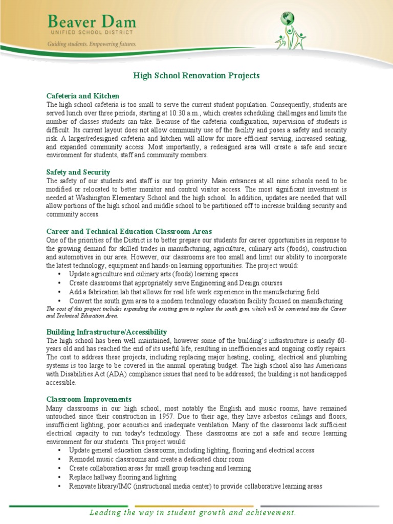 Building Improvement Projects | PDF | Schools | Classroom