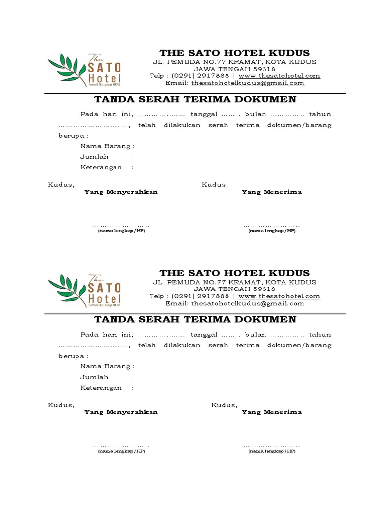 Format All Tanda Terima Serah Terima Barang | PDF