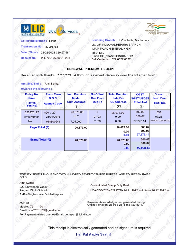 Lic PDF | Download Free PDF | Service Industries | Payments