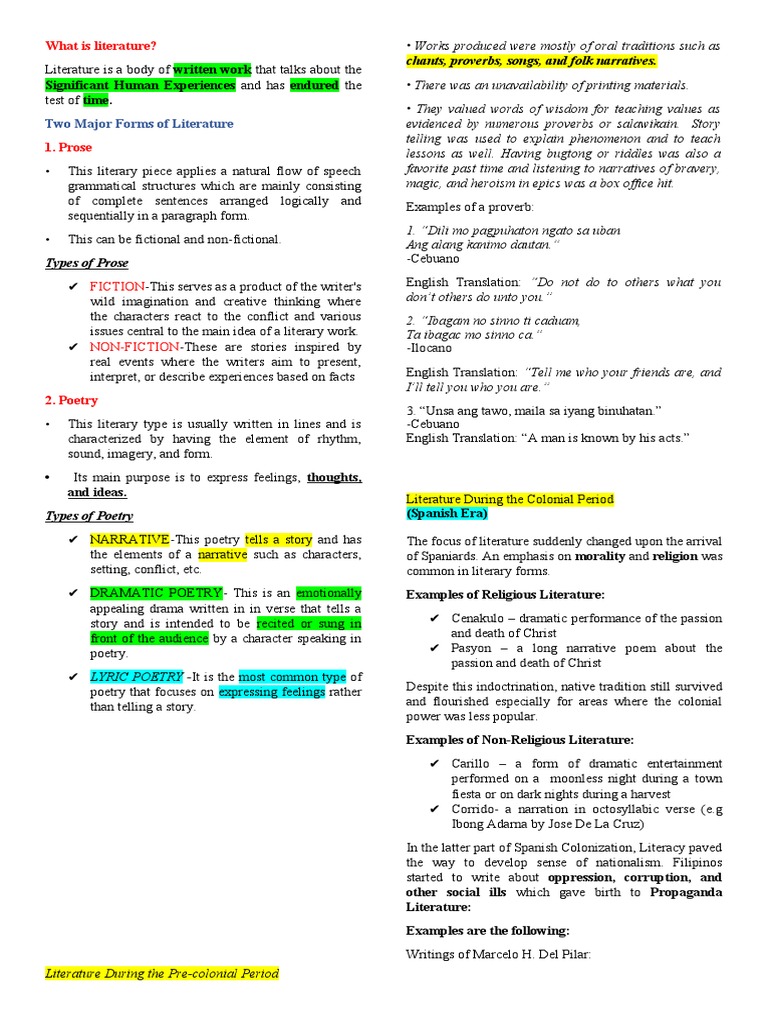 1st Quarter Lit Reviewer | PDF | Poetry | Rhyme