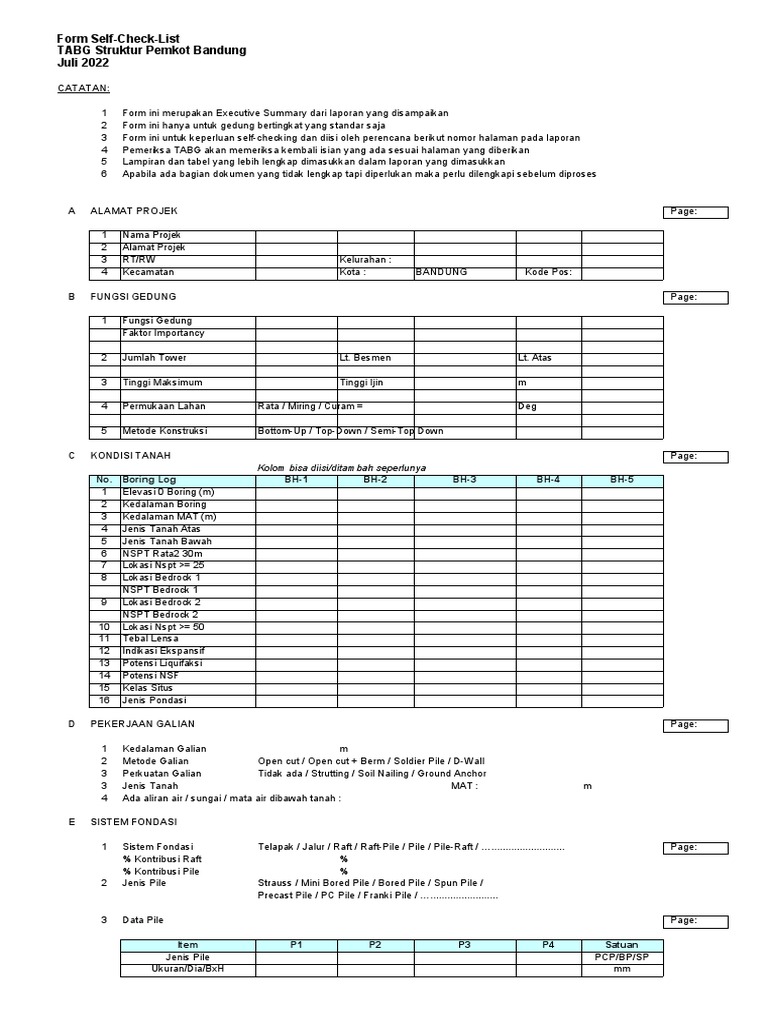 Formulir Self-Check Struktur Gedung | PDF