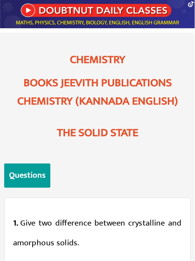 Solid State Chemistry Questions | PDF | Crystal Structure | Mineralogy