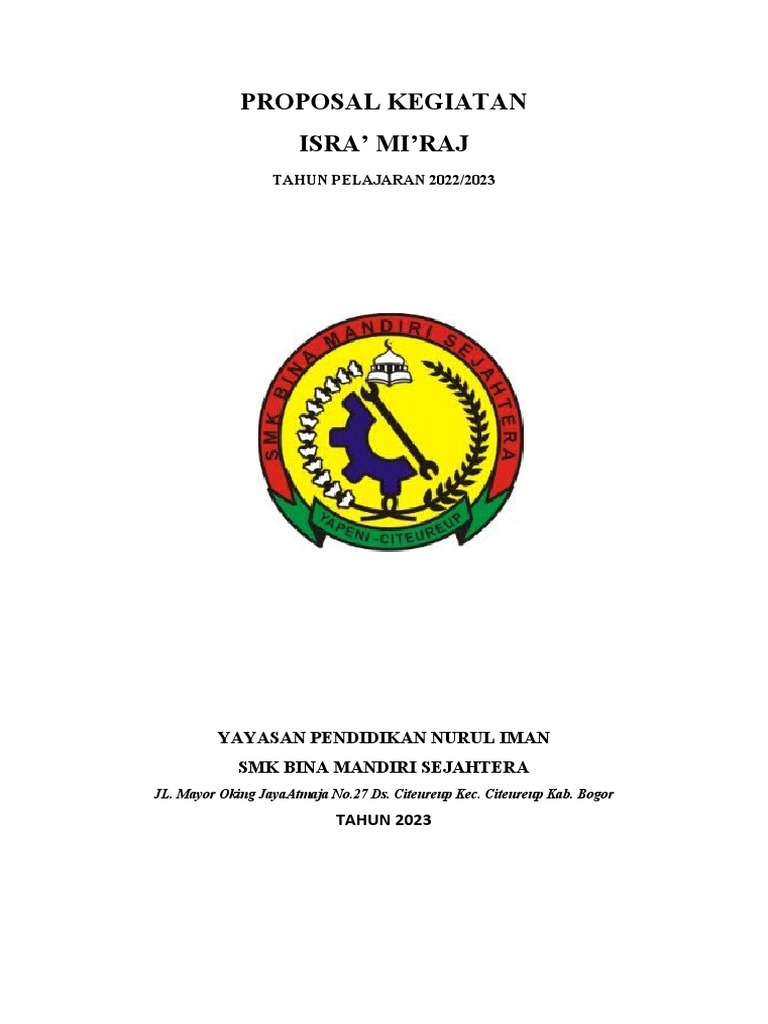 Proposal Isra' Miraj 2023 | PDF