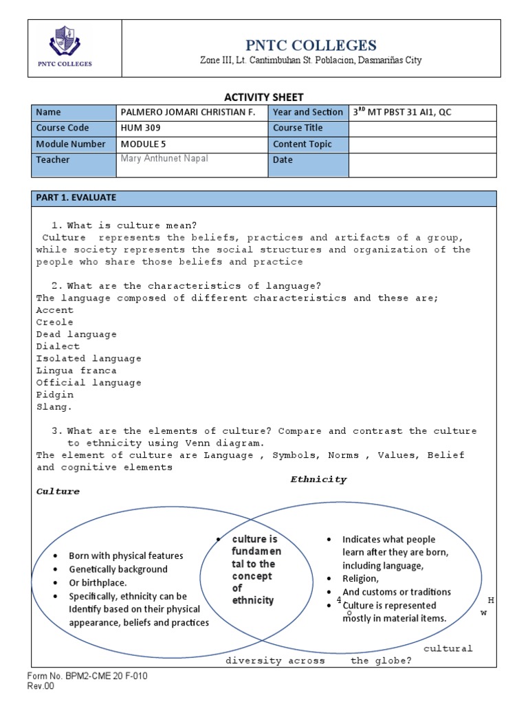 Mod 5 - Hum 309 MT PBST 31 A-1, Qc. Palmero | PDF | Linguistics | Cognition