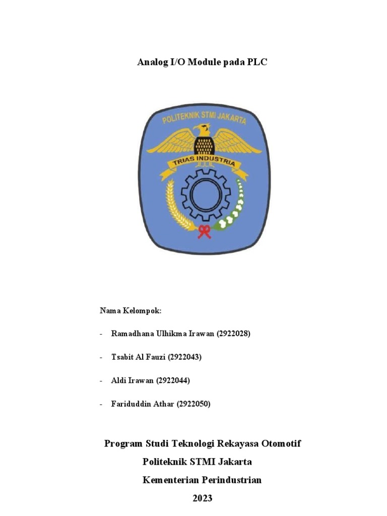 Analog Input - Output Modul Pada PLC Kelompok Ramadhana, Tsabit. Aldi, Farid | PDF | Teknologi ...