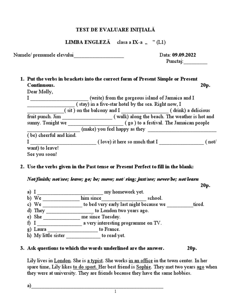 Initial Test Paper - 09.09.2022 | PDF | Syntax | Languages