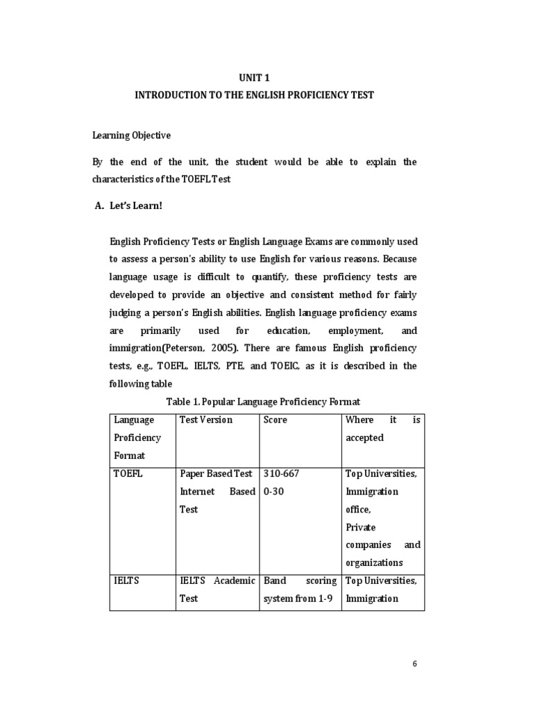 Deep Progres To Proficiency Unit 1-6-15 PDF | PDF | Test Of English As ...