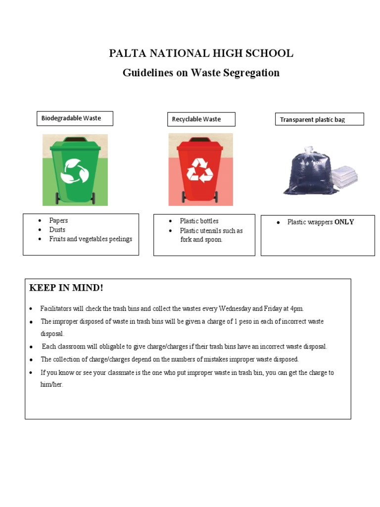 Guidelines On Waste Segregation | PDF
