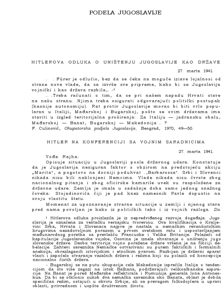 Podela Jugoslavije | PDF