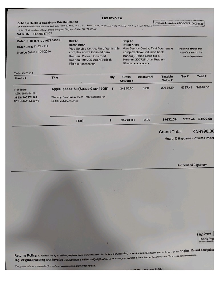Iphone Invoice | PDF