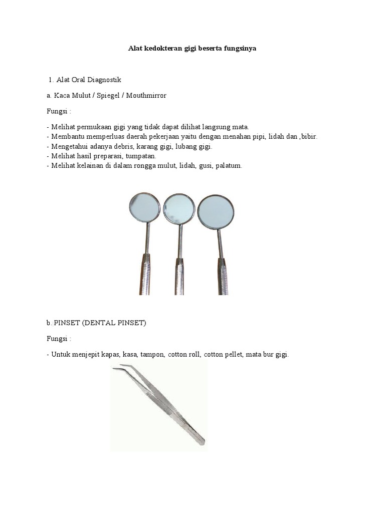 Alat Kedokteran Gigi dan Fungsinya | PDF