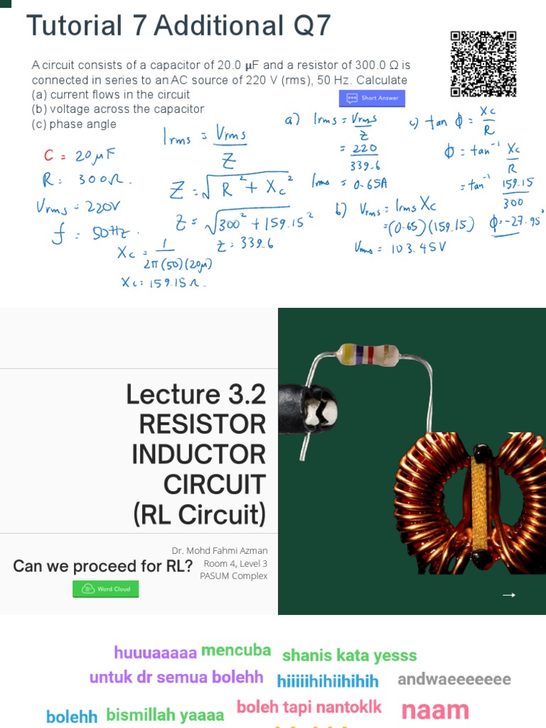 Calculation of Current, Voltages, Phase Angle and Other Parameters of an RL Series AC Circuit ...