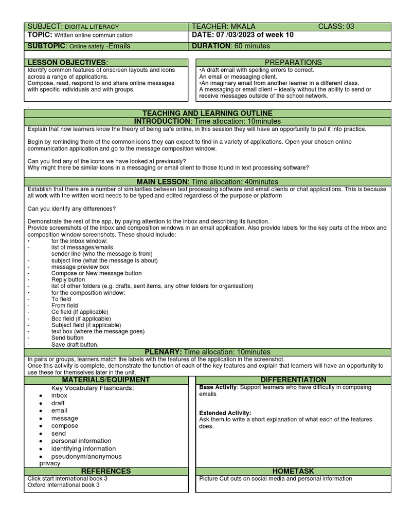 Year 3 ICT Lesson Plan Week 10 PDF | PDF | Application Software | Icon ...