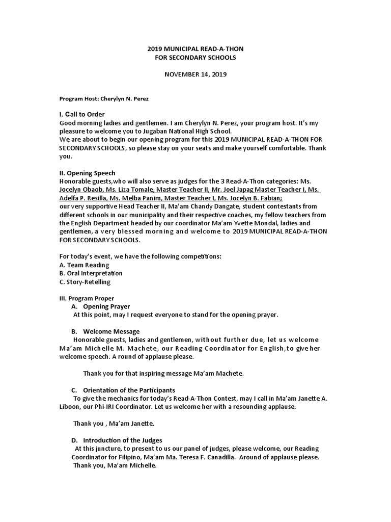 2019 Municipal Read-A-Thon | PDF