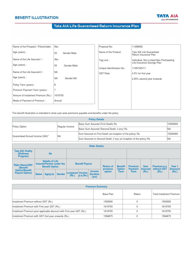 Guaranteed Return Insurance Plan PDF | PDF | Insurance | Personal Finance