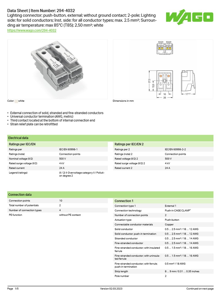 WAGO 294-4032en | PDF | Screw | Electrical Wiring