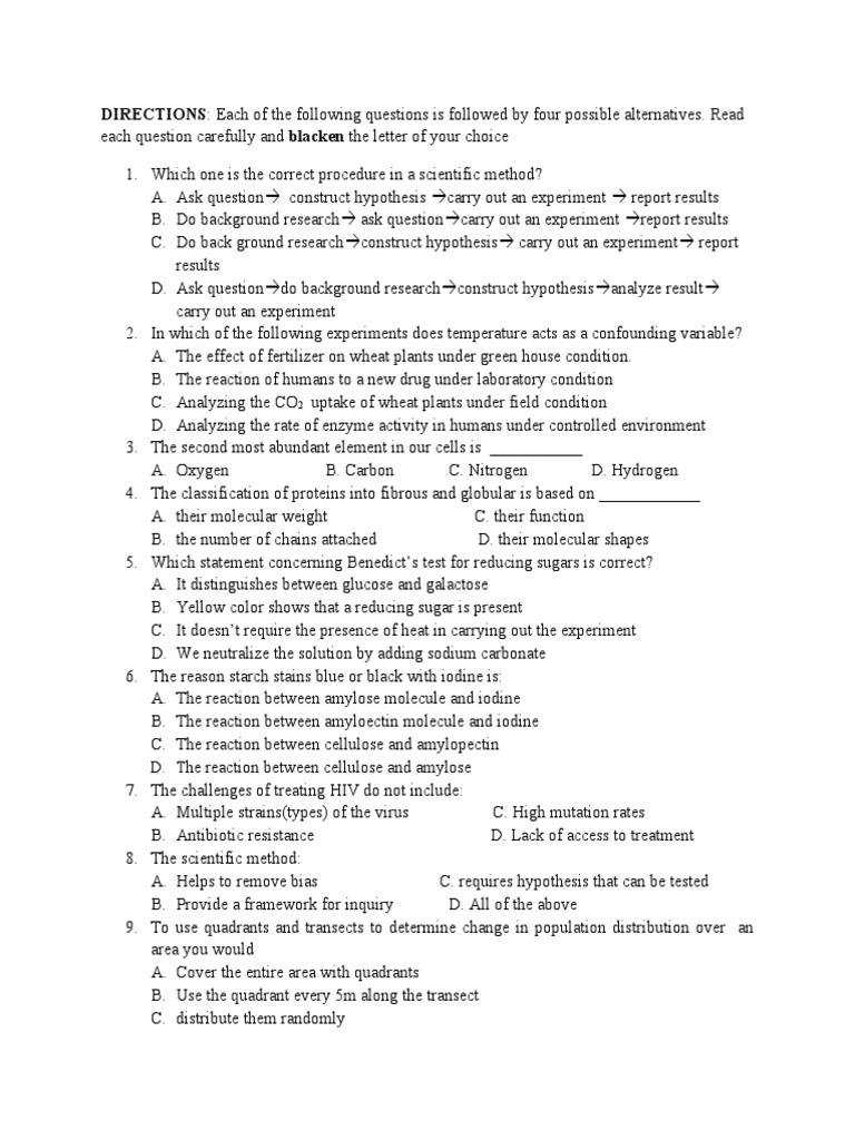 Biology Worksheet For Grade 12 | PDF | Ecosystem | Experiment