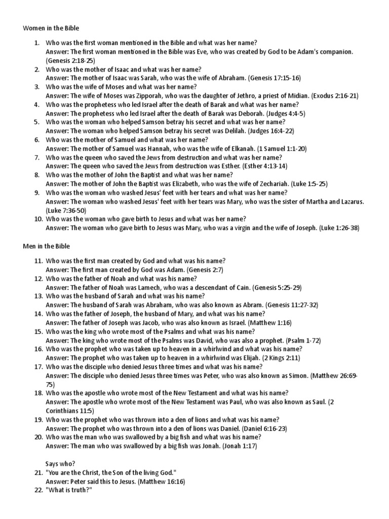 Bible Quiz | PDF | Jesus | Gospel Of Matthew