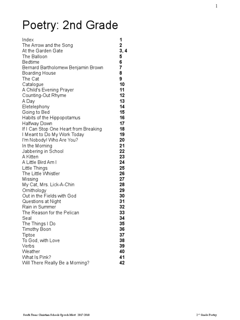 Poetry 2nd Grade | PDF