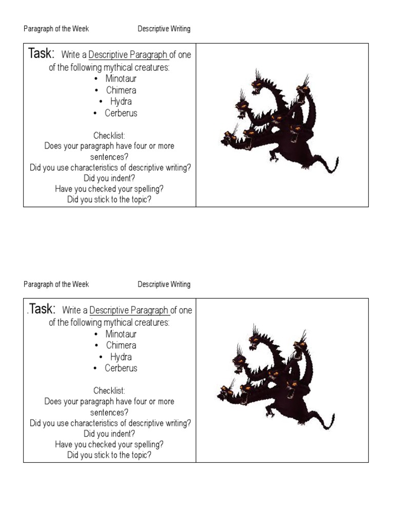 Descriptive Paragraph Assignment | PDF