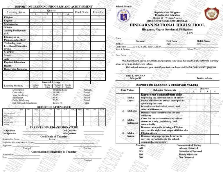 School Form 9 PDF | Download Free PDF | Cognition