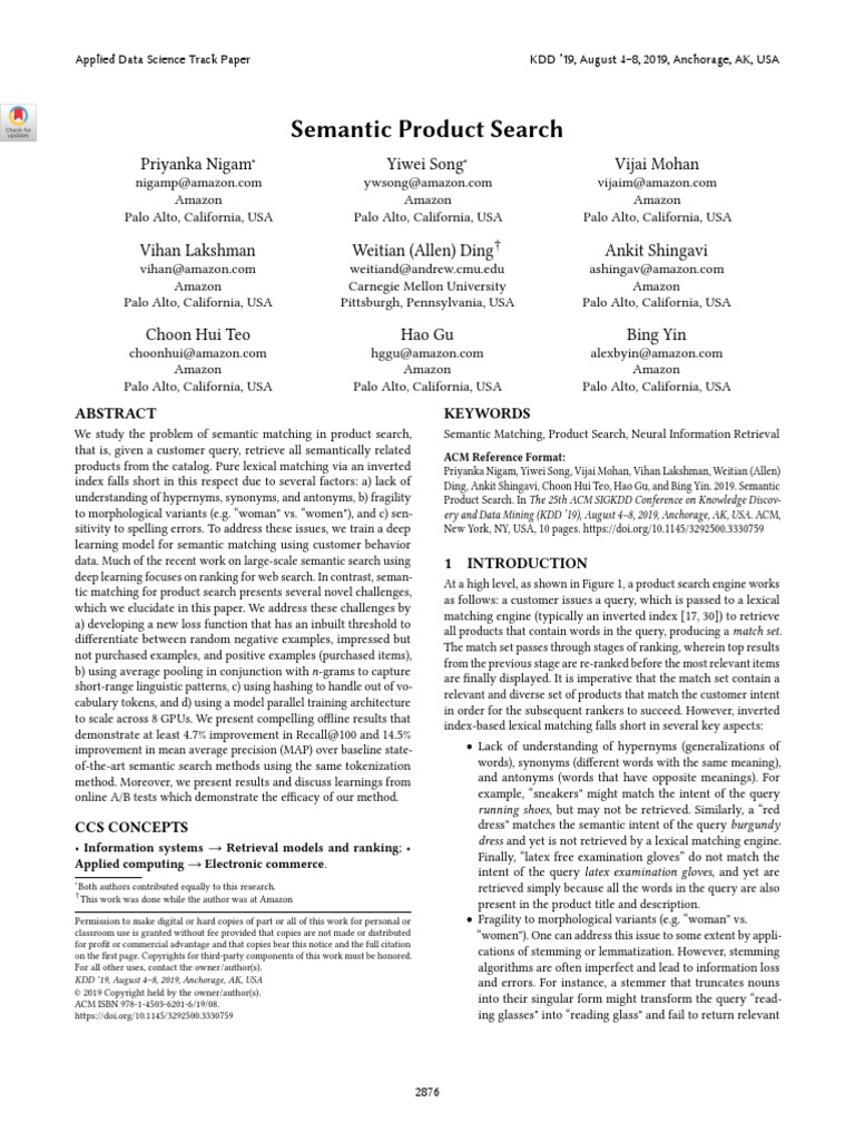 #6. Semantic Product Search PDF | PDF | Information Retrieval | Cognitive Science