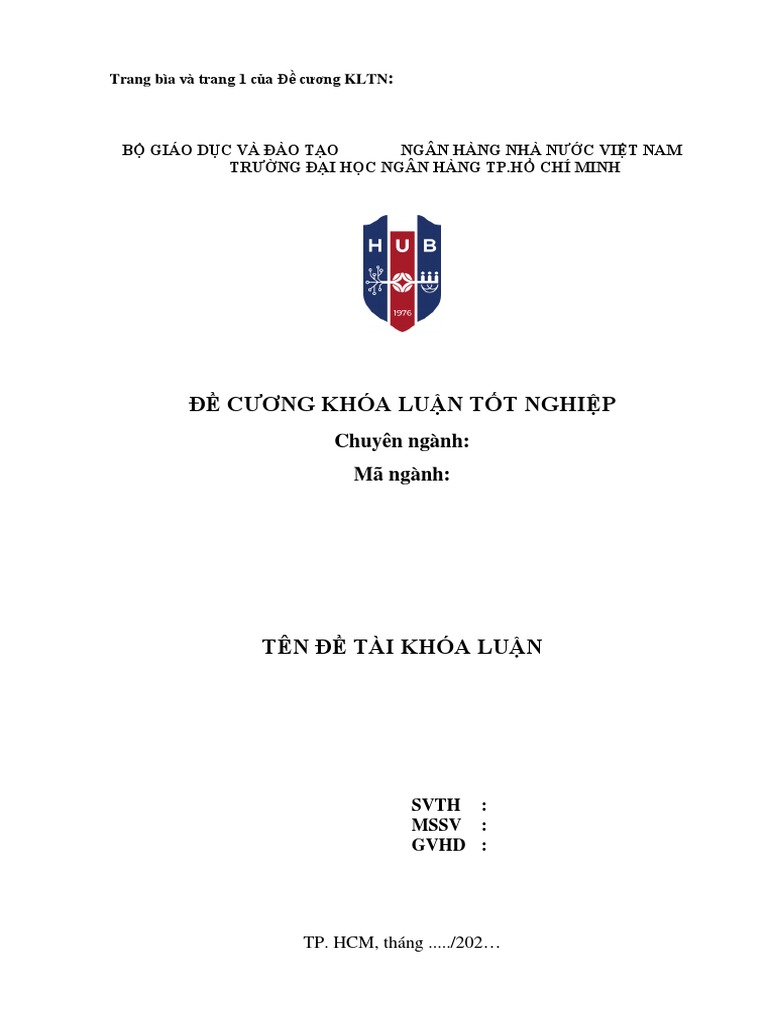 Huong Dan Trinh Bay de Cuong Khoa Luan Tot Nghiep Hub 1 PDF | PDF