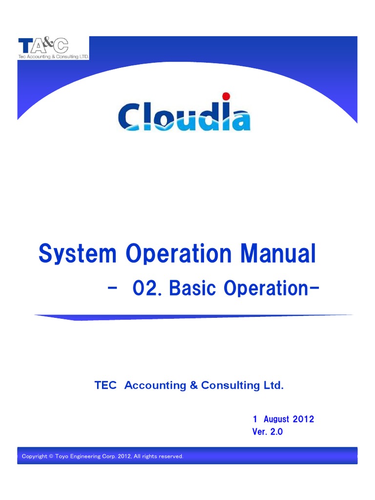 Cloudia Operation Manual 02 Basic | PDF | Debits And Credits | Parameter (Computer Programming)