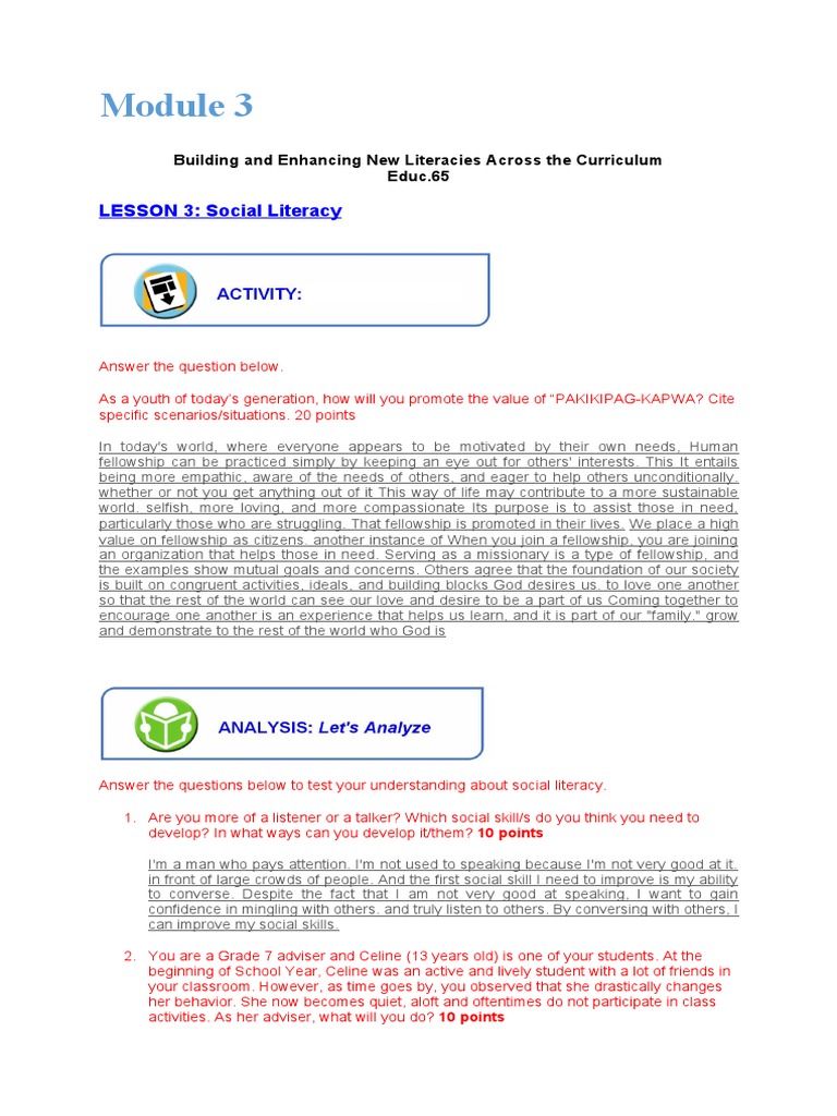 Module 3 | PDF | Literacy | Psychology