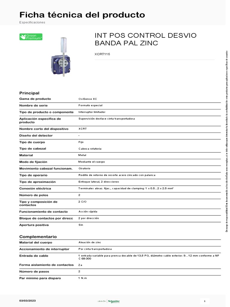 OsiSense XC Formato Especial - XCRT115 PDF | PDF | Materiales | Electricidad